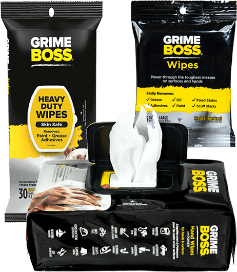 GRIME BOSS HEAVY DUTY HAND & SURFACE WIPES | Skin-Safe Wet Wipes Used ...